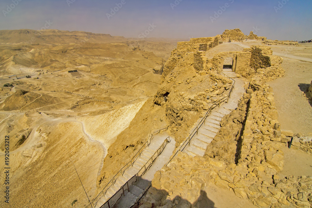 Israel - South district - Masada - Roman ramp side view of the gate ...