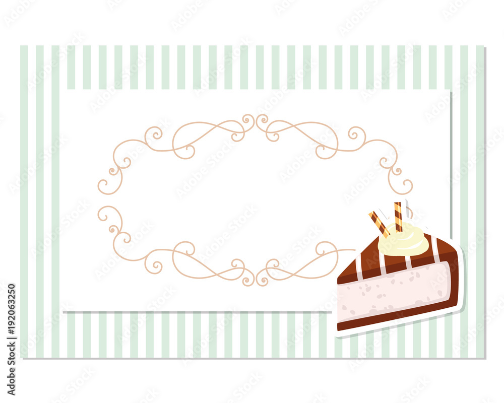 Vintage greeting card template. Filigree frame on stripped retro ...
