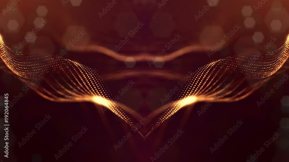 3d rendering background with particles with depth of field. Loop animation, seamless footage ...