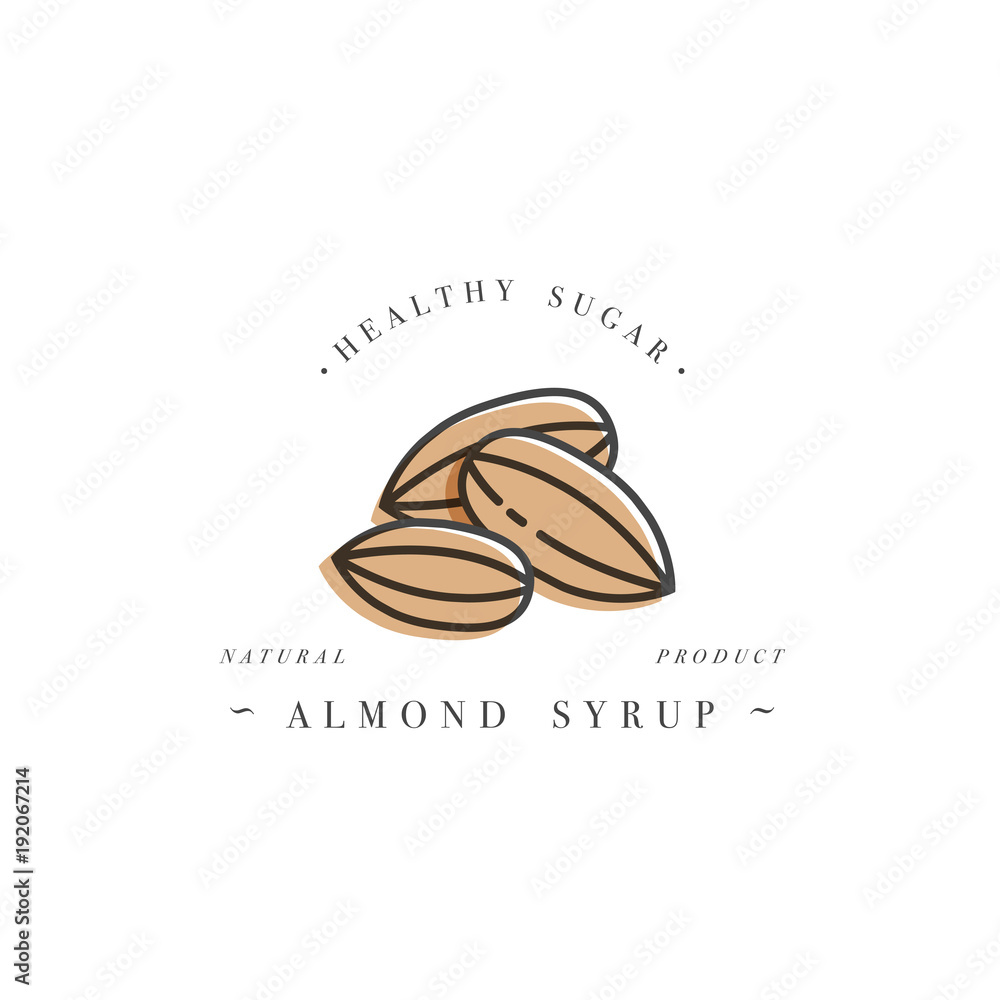 Packaging design template logo and emblem - syrup and topping - almond ...