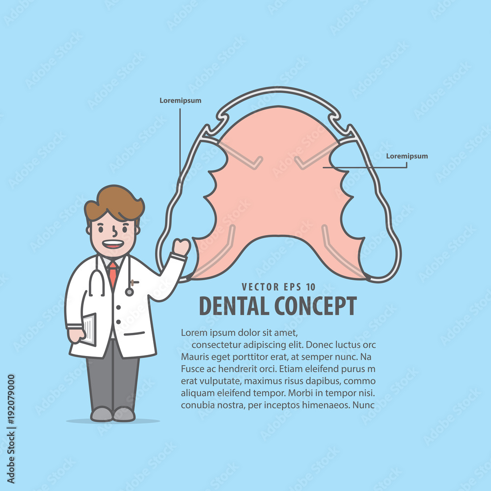 Layout Hawley retainer and doctor cartoon style for info or book ...