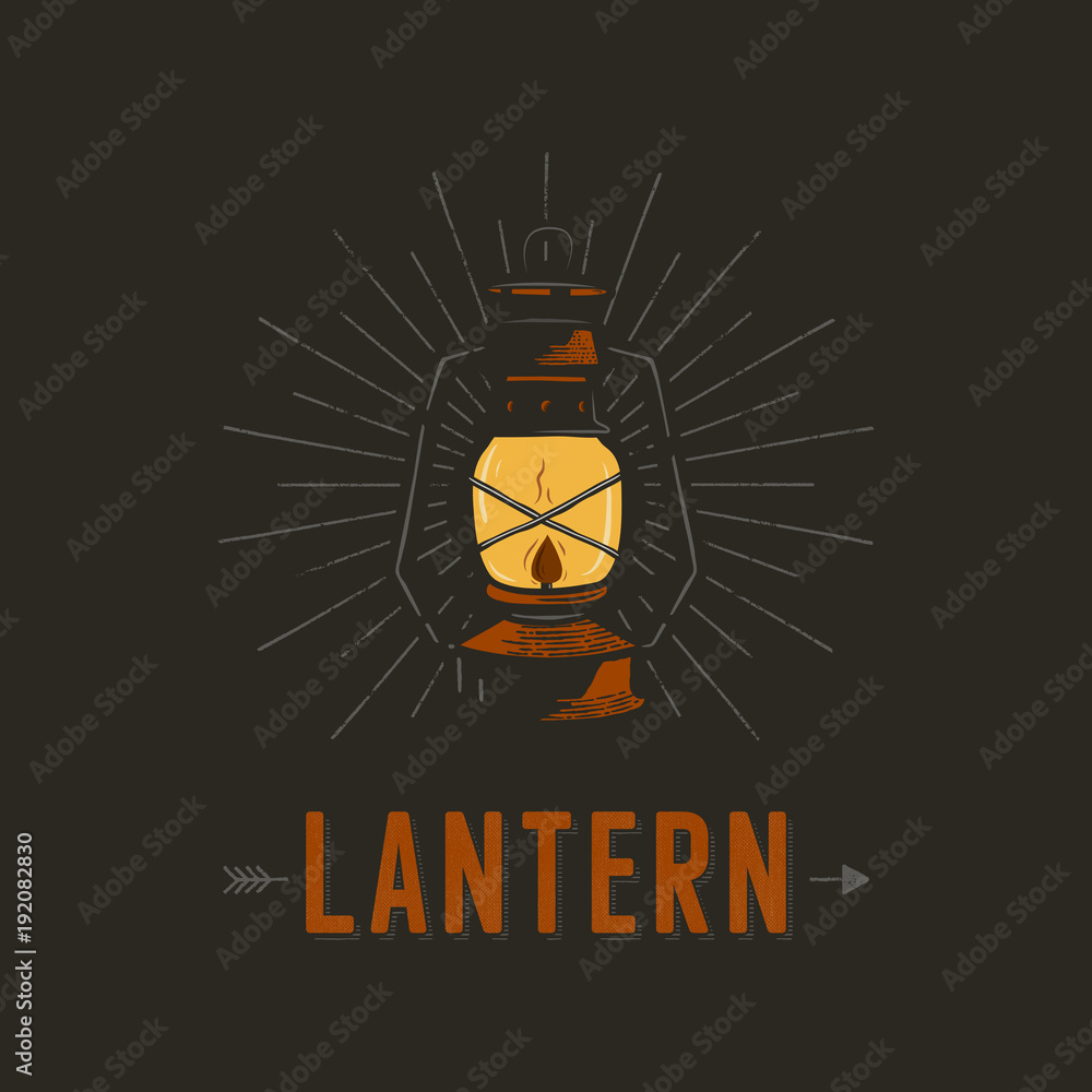 Vintage hand drawn lantern poster concept. Perfect for logo design ...