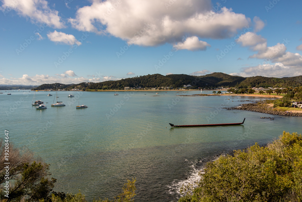 Maori Long Waka (Canoe) In Paihia For Waitangi Day Celebrations Stock ...