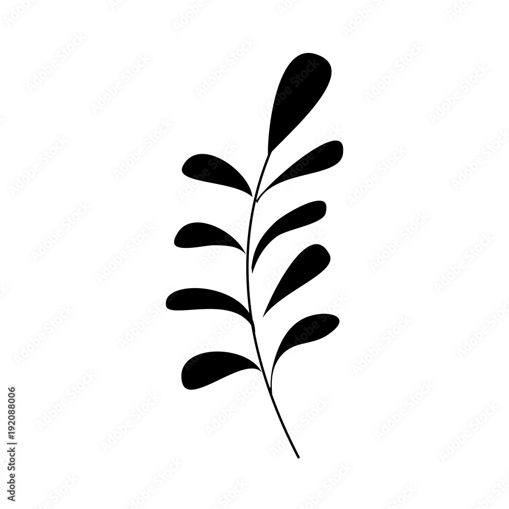 branch leaves plant natural botanical icon vector illustration black ...
