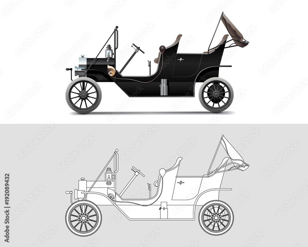 Vector illustration of Ford Model T 1910. Old timer, classic car. Stock ...