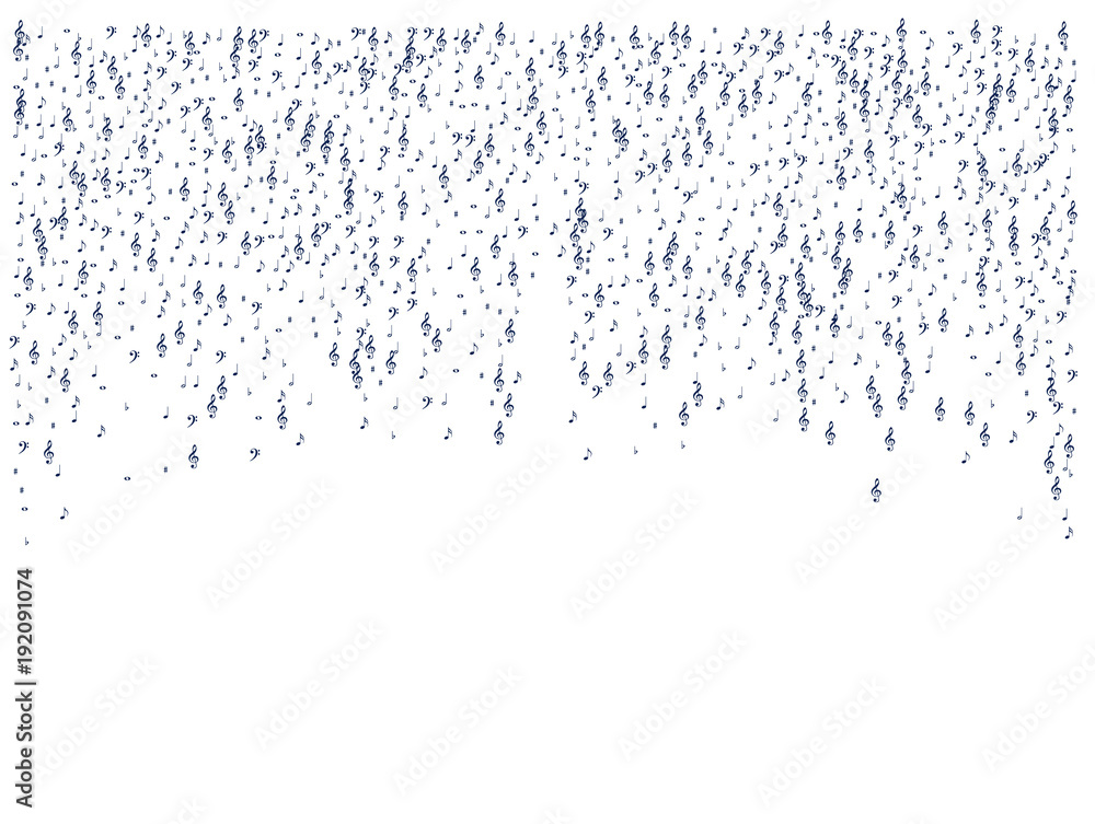 Music Symbols Vector Confetti Flying, Falling. Grayscale Falling Notes ...