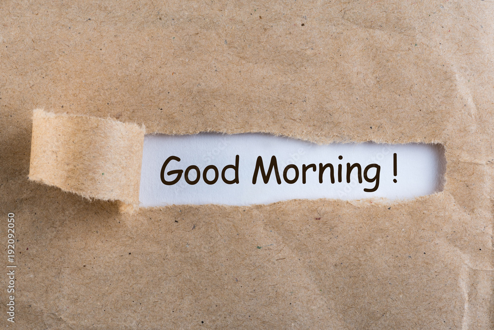 good morning wishes in a torn envelope Stock Photo | Adobe Stock