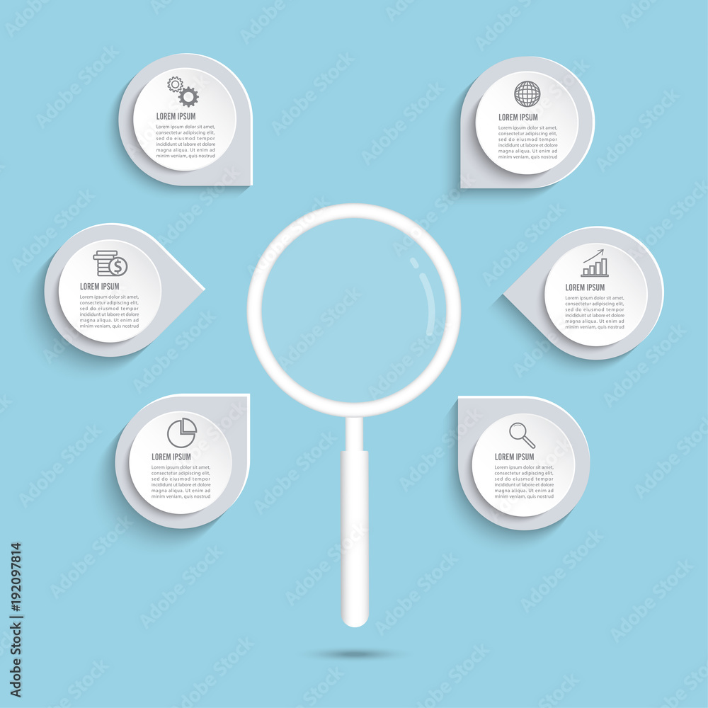 Magnifying glass option Infographics design template. Stock Vector ...