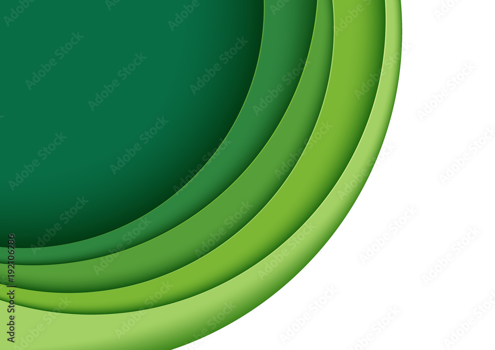 Abstract green layers paper carve background.Paper art style of nature ...