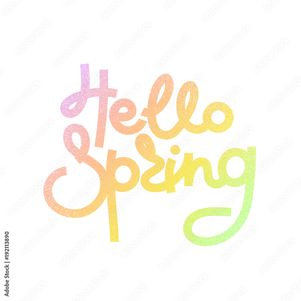 Hello Spring. Cute creative hand drawn lettering. Freehand style ...