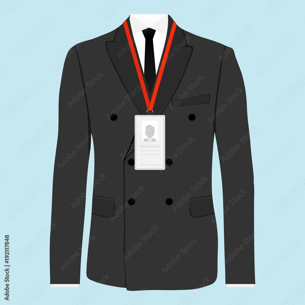 Costume of a businessman with an identification card. Identification ...