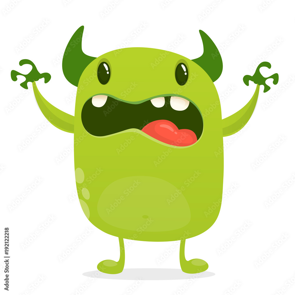 Angry cartoon green monster. Big collection of cute monsters for ...