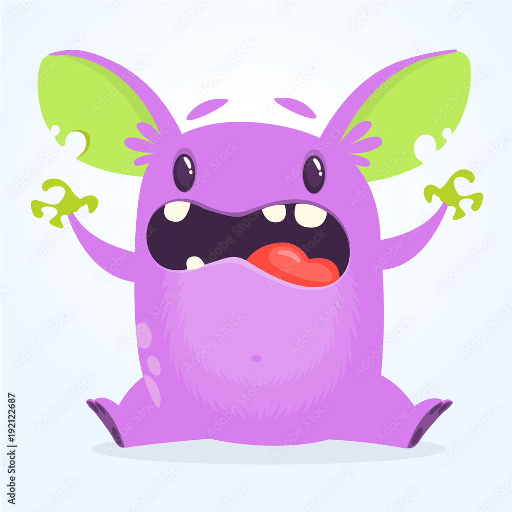 Angry cartoon monster with big ears. Halloween vector illustration ...