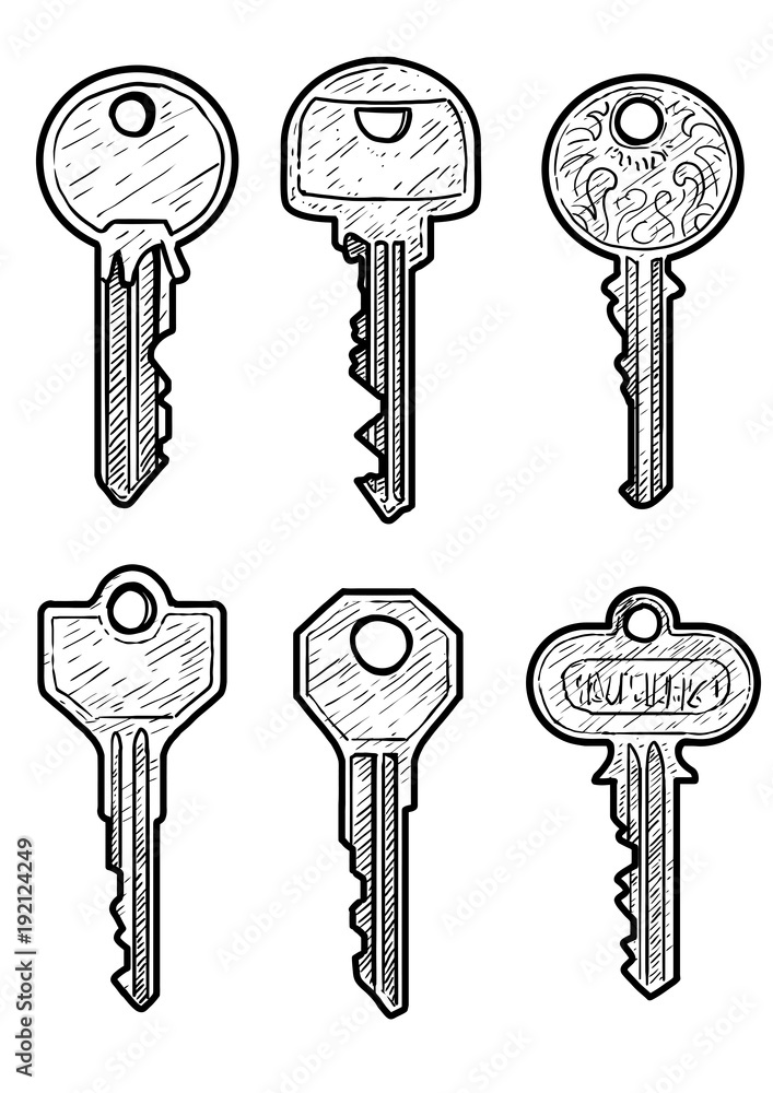 Key illustration, drawing, engraving, ink, line art, vector Stock ...