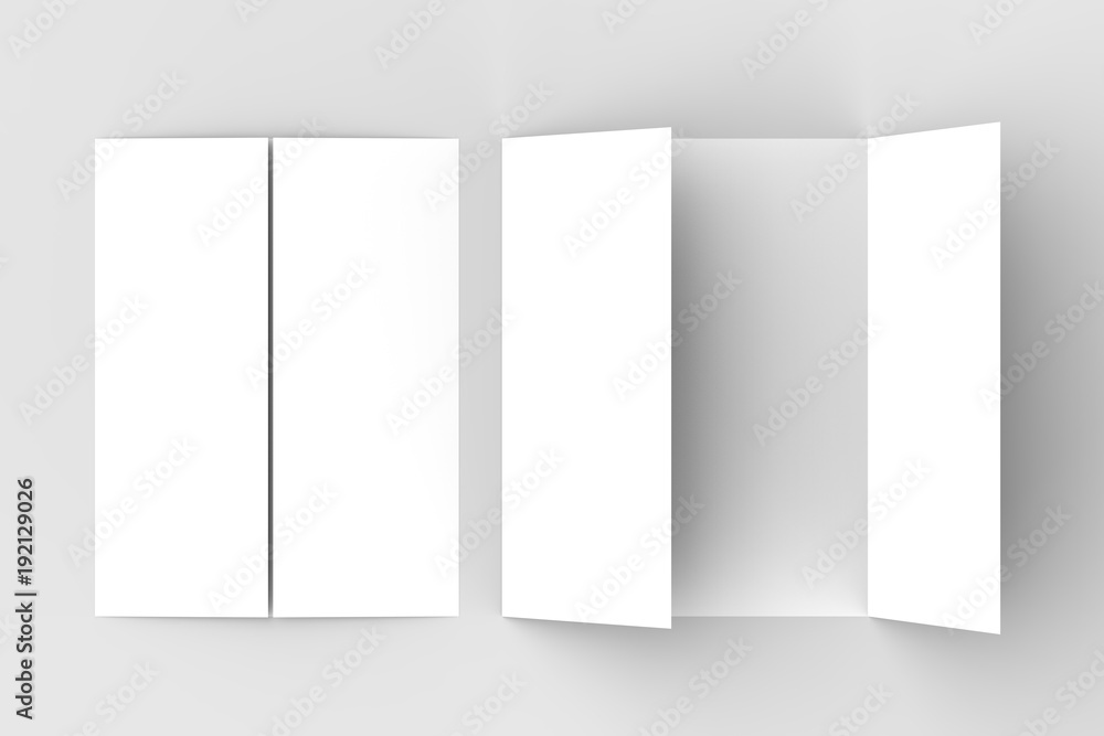 Double gate fold vertical brochure mock up isolated on soft gray ...