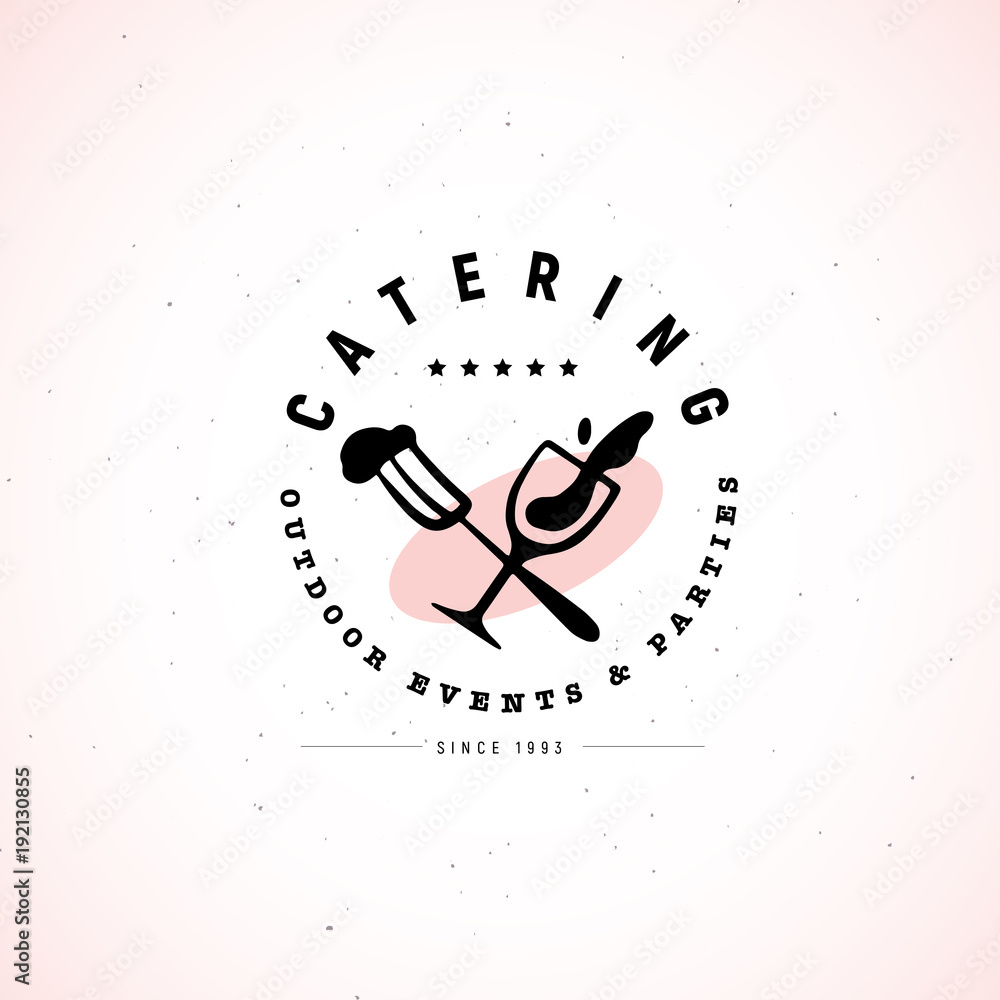 Vector catering service, restaurant company logo isolated on white ...