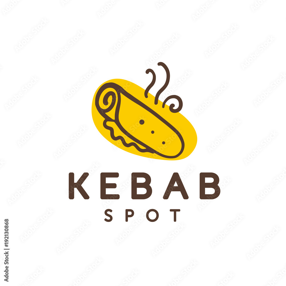 Vector kebab spot logo design isolated on white background. Fast food ...