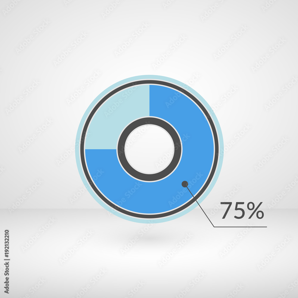 75 percent pie chart isolated symbol. Percentage vector infographics ...