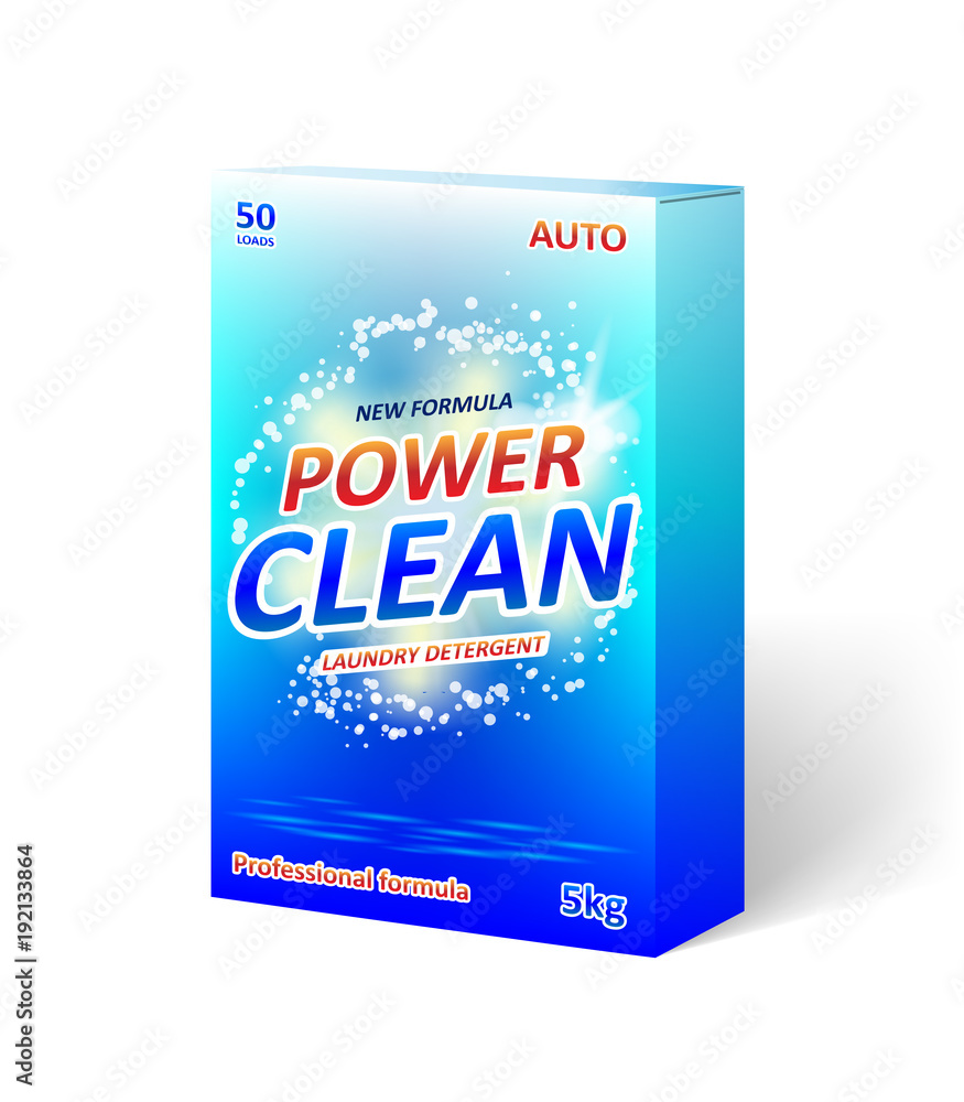 Detergent powder packaging box design. Product package for laundry ...