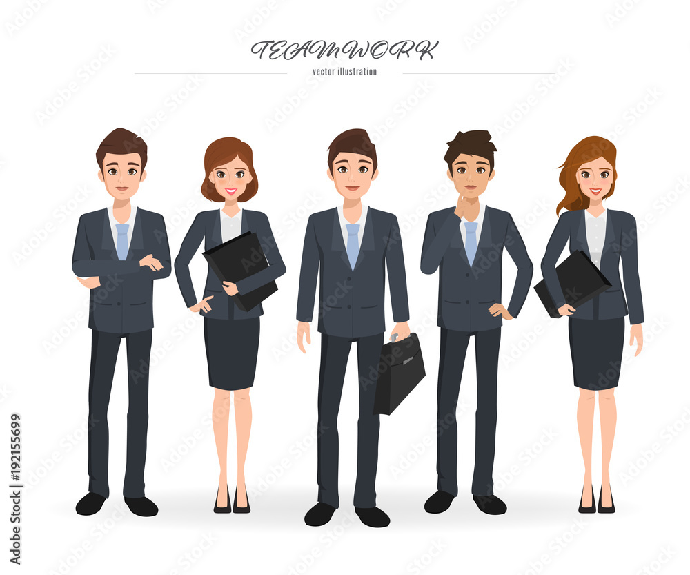 Business people teamwork with business men and business women. Vector ...