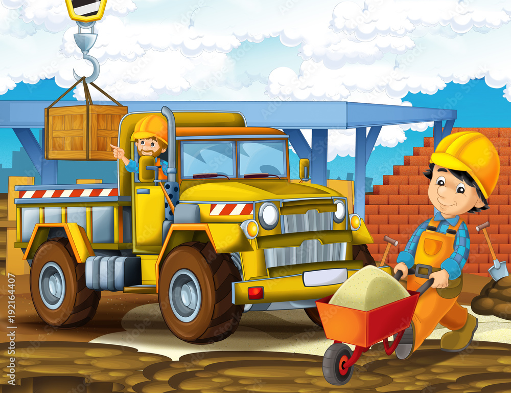 Funny Cartoon Construction Site