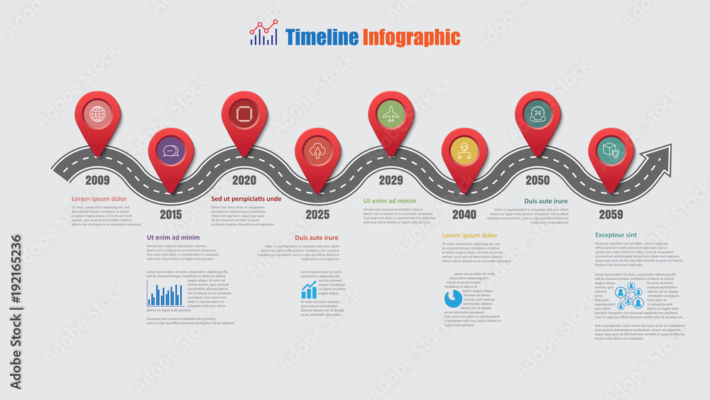 Road map business timeline infographic with 8 steps circle designed for ...