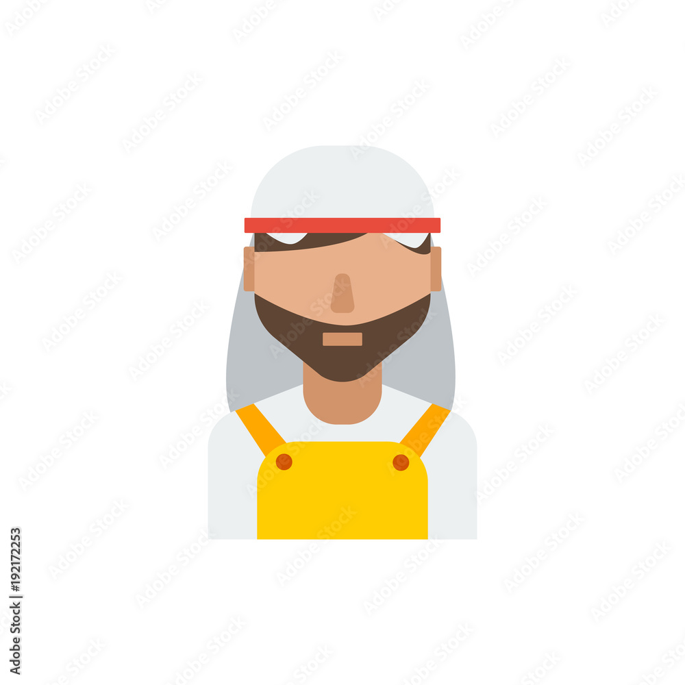 Arab worker icon flat symbol. Isolated vector illustration of arab ...