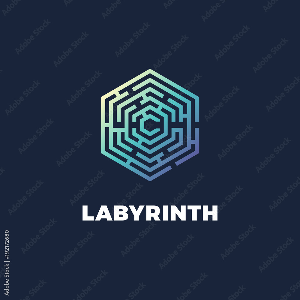 Color gradient logo of labyrinth. Vector logotype Stock Vector | Adobe ...