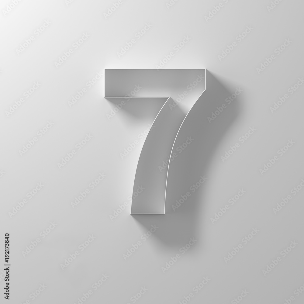 7, seven, white paper number Stock Illustration | Adobe Stock