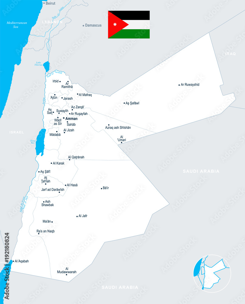 Jordan Map - Detailed Vector Illustration Stock Vector | Adobe Stock