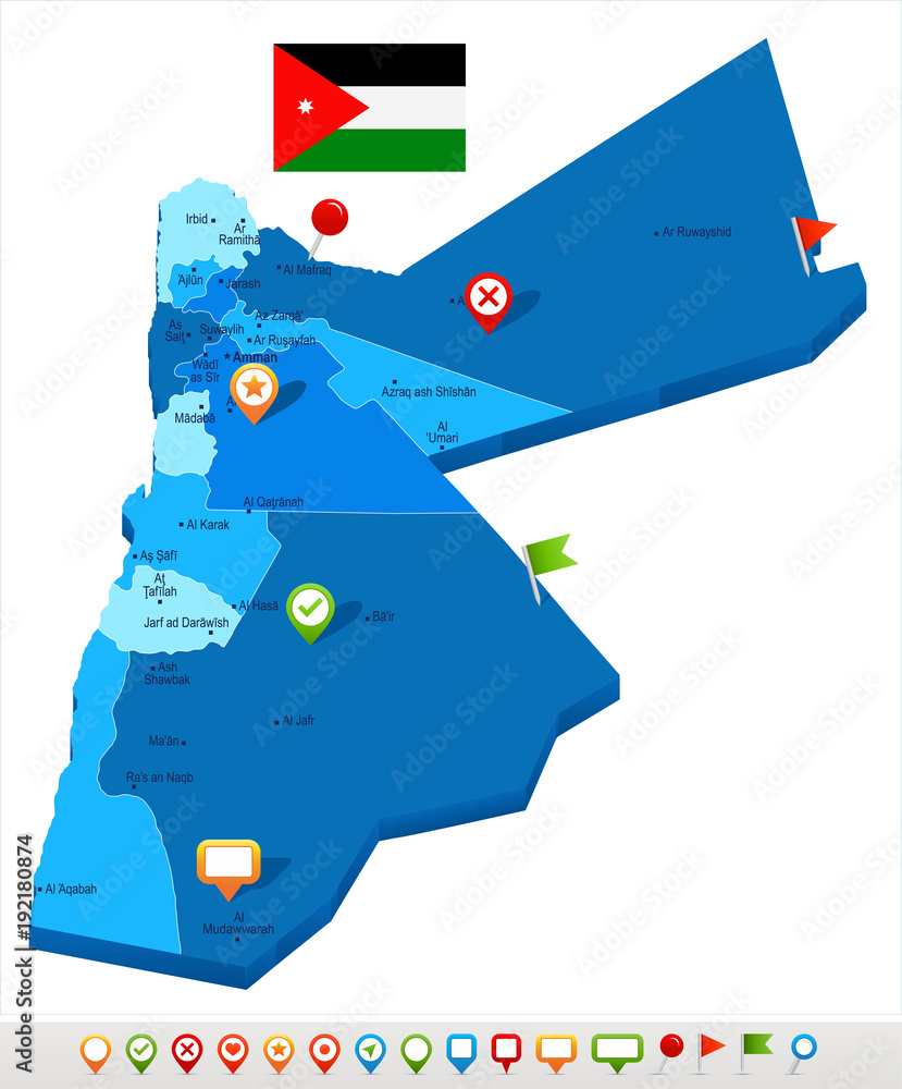 Jordan - map and flag - Detailed Vector Illustration Stock Vector ...