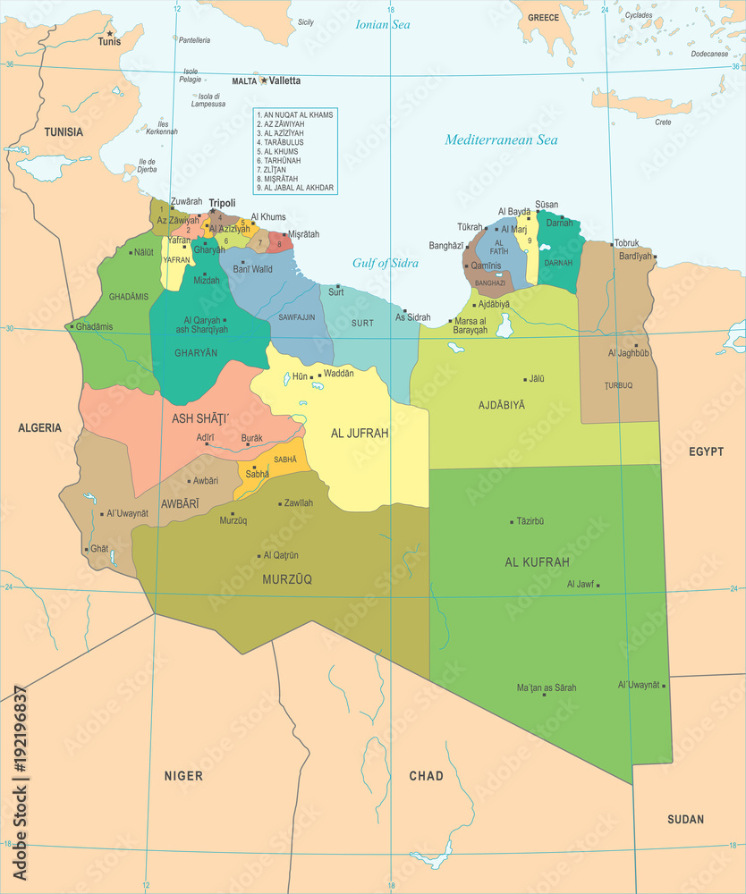 Libya Map - Detailed Vector Illustration Stock Vector | Adobe Stock