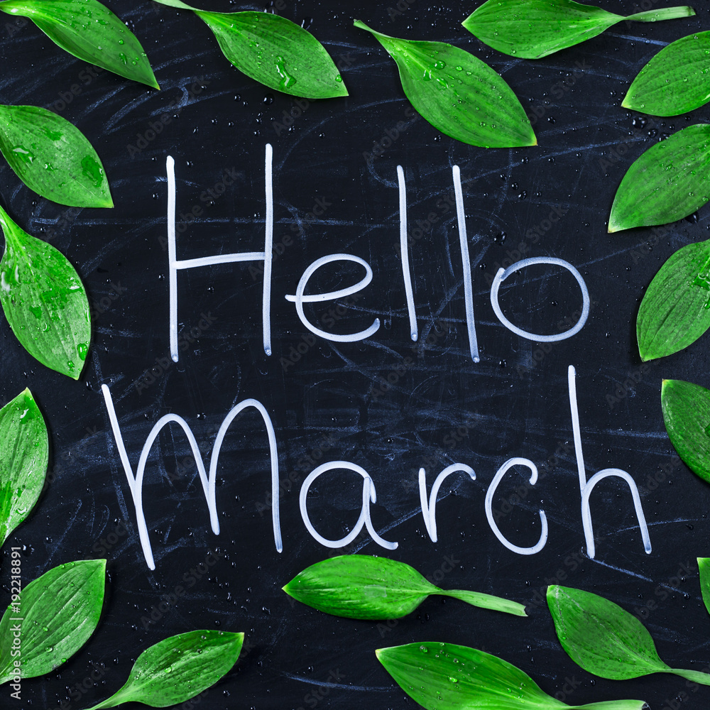 First day of spring..hello march. .background Stock Photo | Adobe Stock