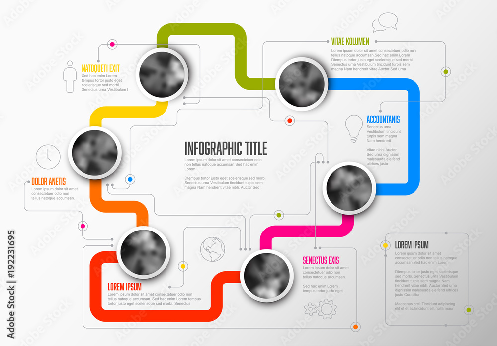 Path Infographic with Photo Inserts on Colorful Lines Stock Template ...