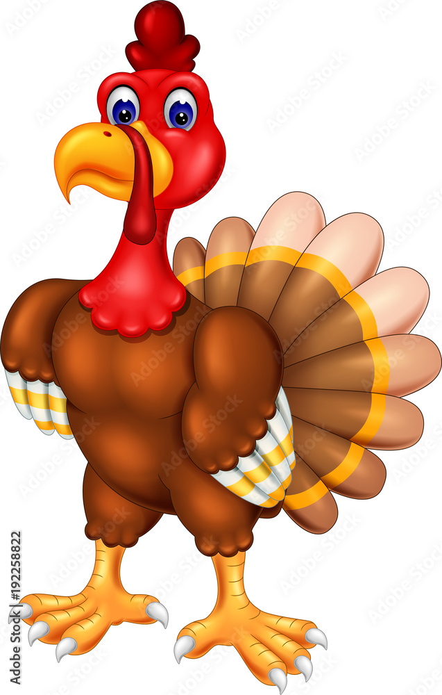 cute turkey cartoon standing with smiling Stock Vector | Adobe Stock