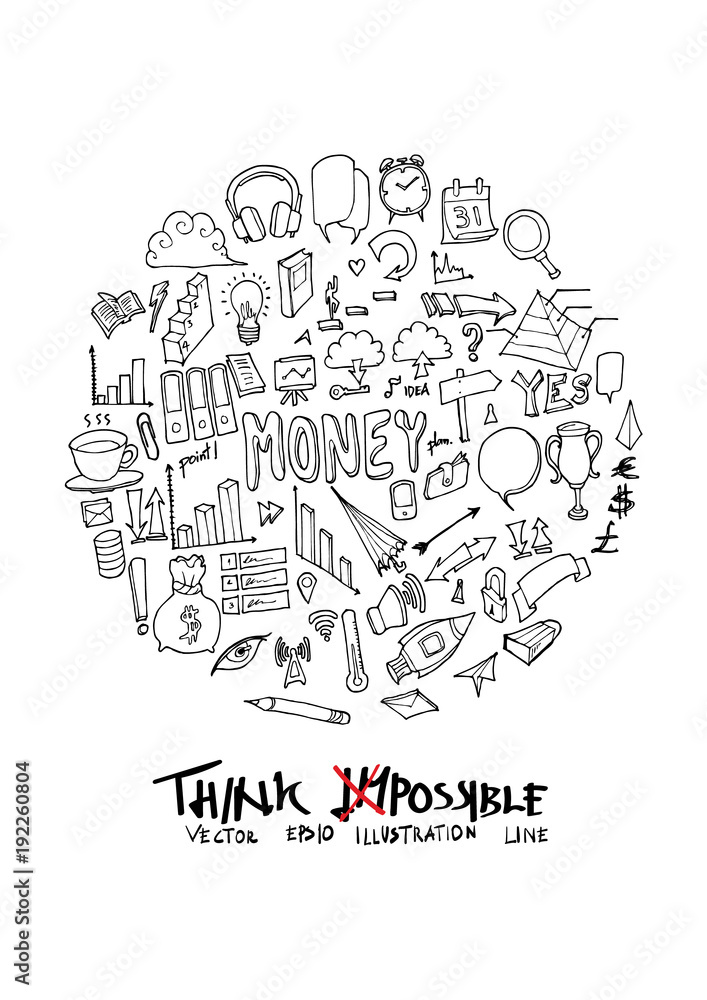 Business doodle illustration circle form on a4 paper wallpaper line ...