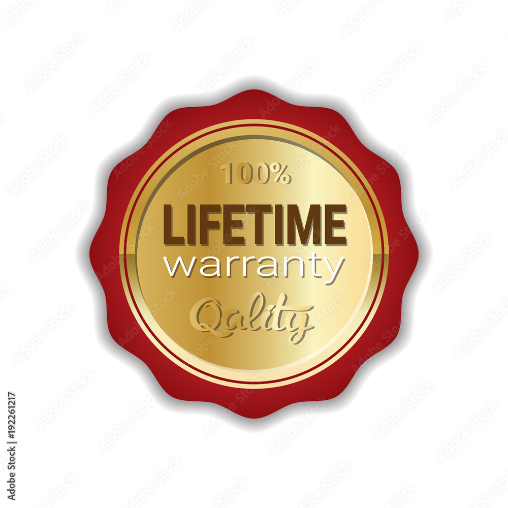 Lifetime Warranty Sticker Golden Label Icon Badge Isolated Vector ...