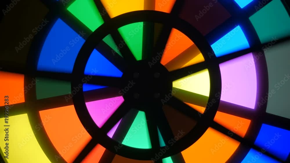 Spinning circles with multicolors glasses - sectors change colors ...