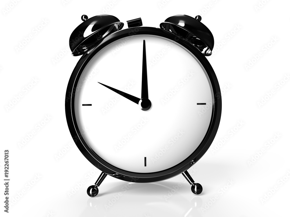 Alarm clock on white background. 10 O'Clock, am or pm. 3D rendering ...