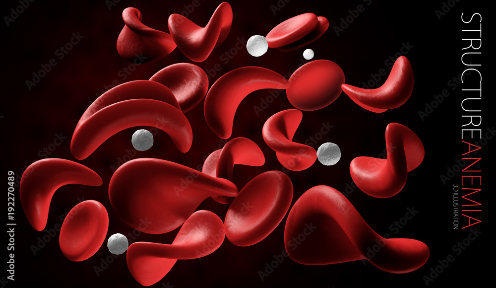 3d illustration of anemia cell isolated black background Stock ...