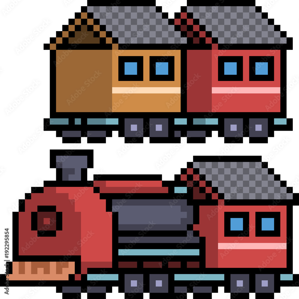 vector pixel art train set Stock Vector | Adobe Stock
