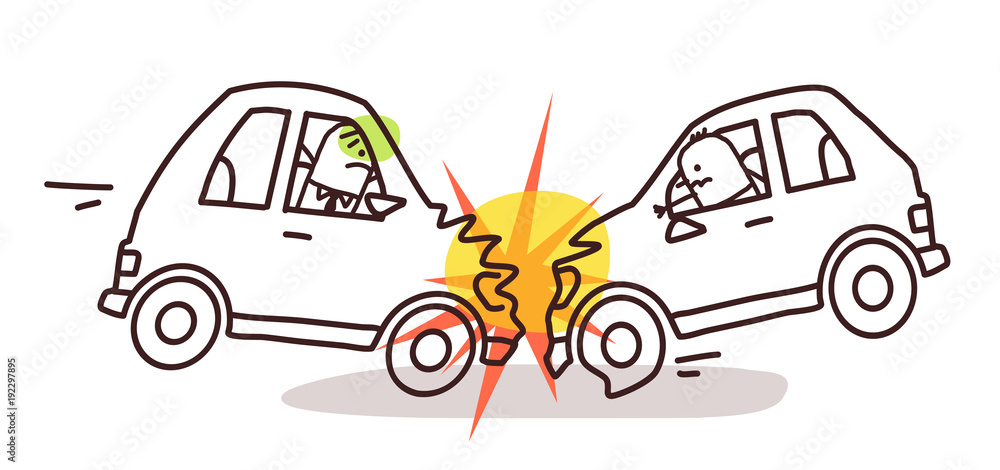 Cartoon Characters and Car Crash Stock Vector | Adobe Stock