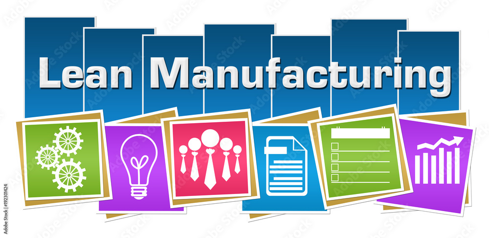 Lean Manufacturing Business Symbols Colorful Squares Stripes ilustração ...