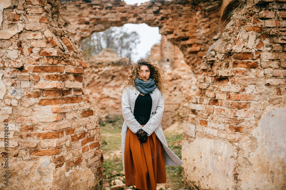 Emotional artistic mood portrait of young attractive beautiful girl ...