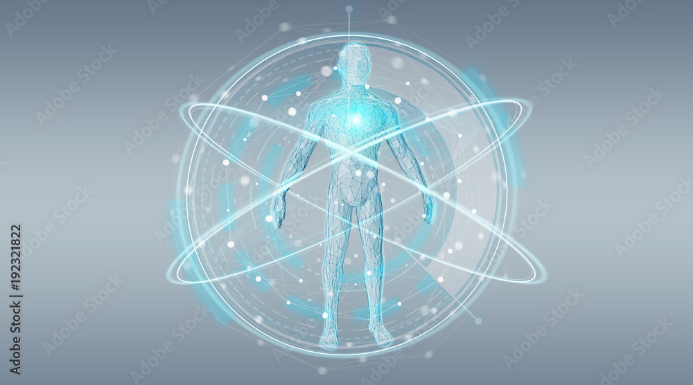 Digital x-ray human body scan background interface 3D rendering Stock ...