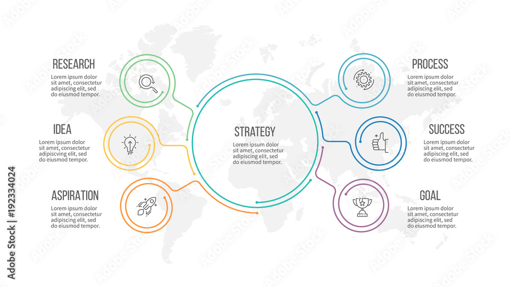 Business infographic. Organization chart with 6 options. Vector ...
