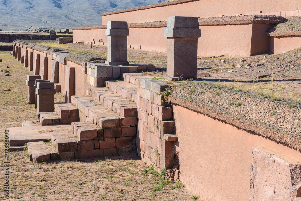 Akapana pyramid in Tiwanaku (Tiahuanaco), Pre-Columbian archaeological ...