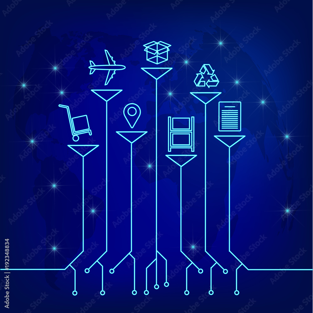 Vecteur Stock Global logistics network. Map global logistics ...
