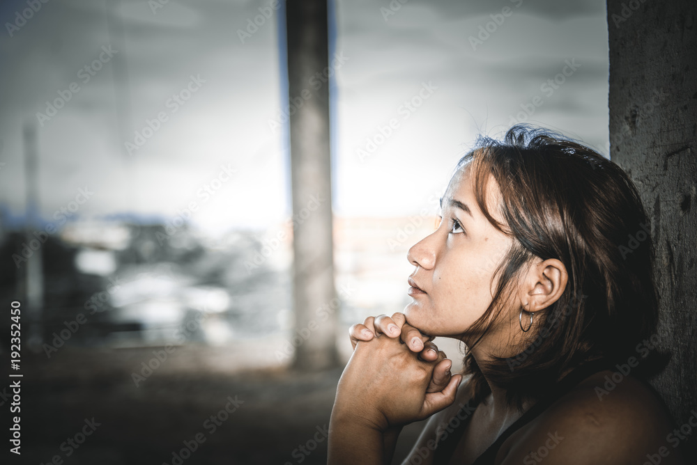 Lonely Sad fat woman ,She think over from love,heartbreak,Heartbroken ...