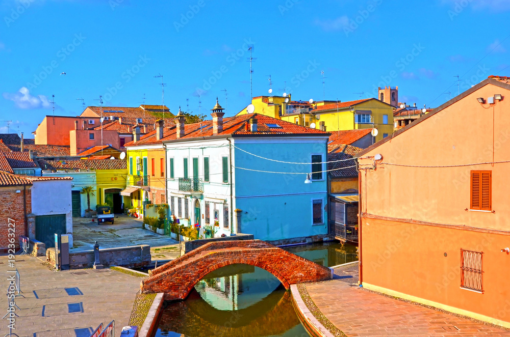 Small Italian town Comacchio also known as "The Little Venice", Emilia ...
